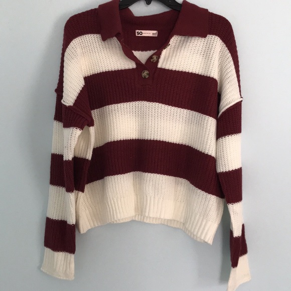 Sweaters | Nwt Cropped Collared Knit Sweater Juniors Large | Poshmark